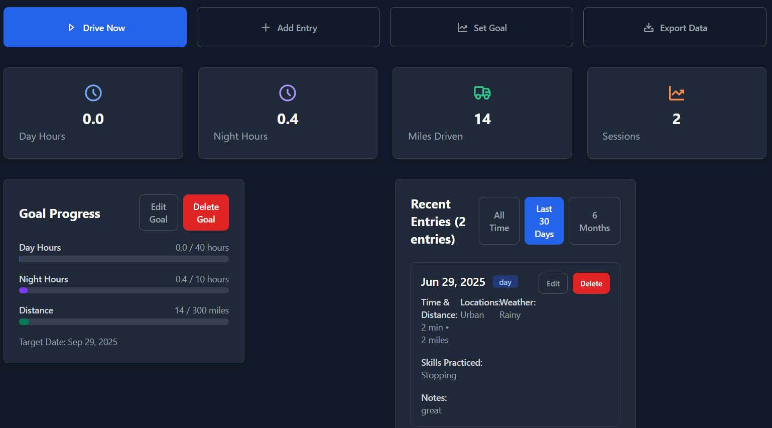 My Driving Log - Free Driving Tracker